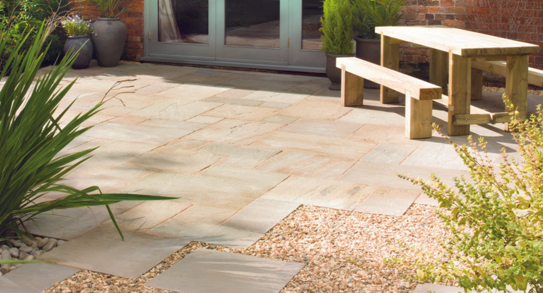 Bradstone Fossil Buff Indian Sandstone Pavers | Gills Building Supplies